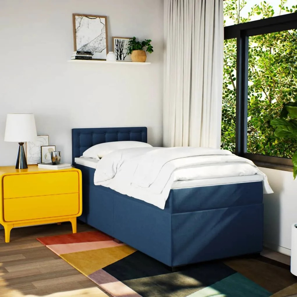 Box spring postel s matrací modrá 80x200 cm textil 3285735