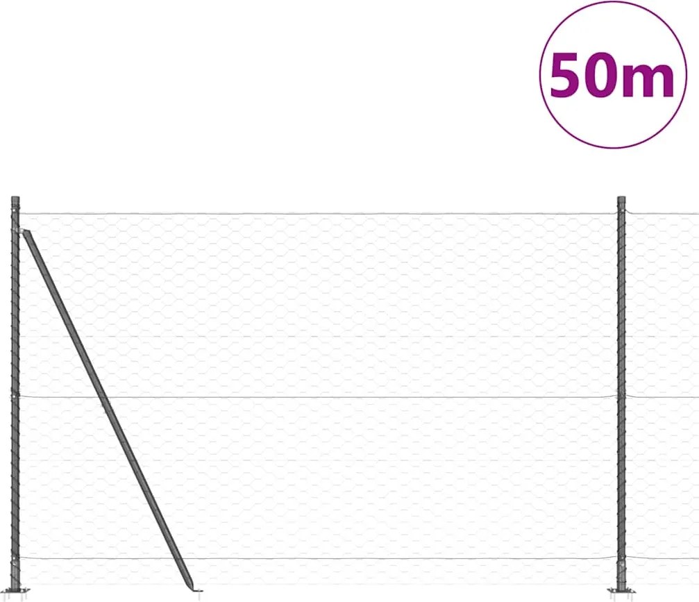 Hexagonální plot s betonovým základem 50 x 1,4 m Šedá Síťovina 3353704