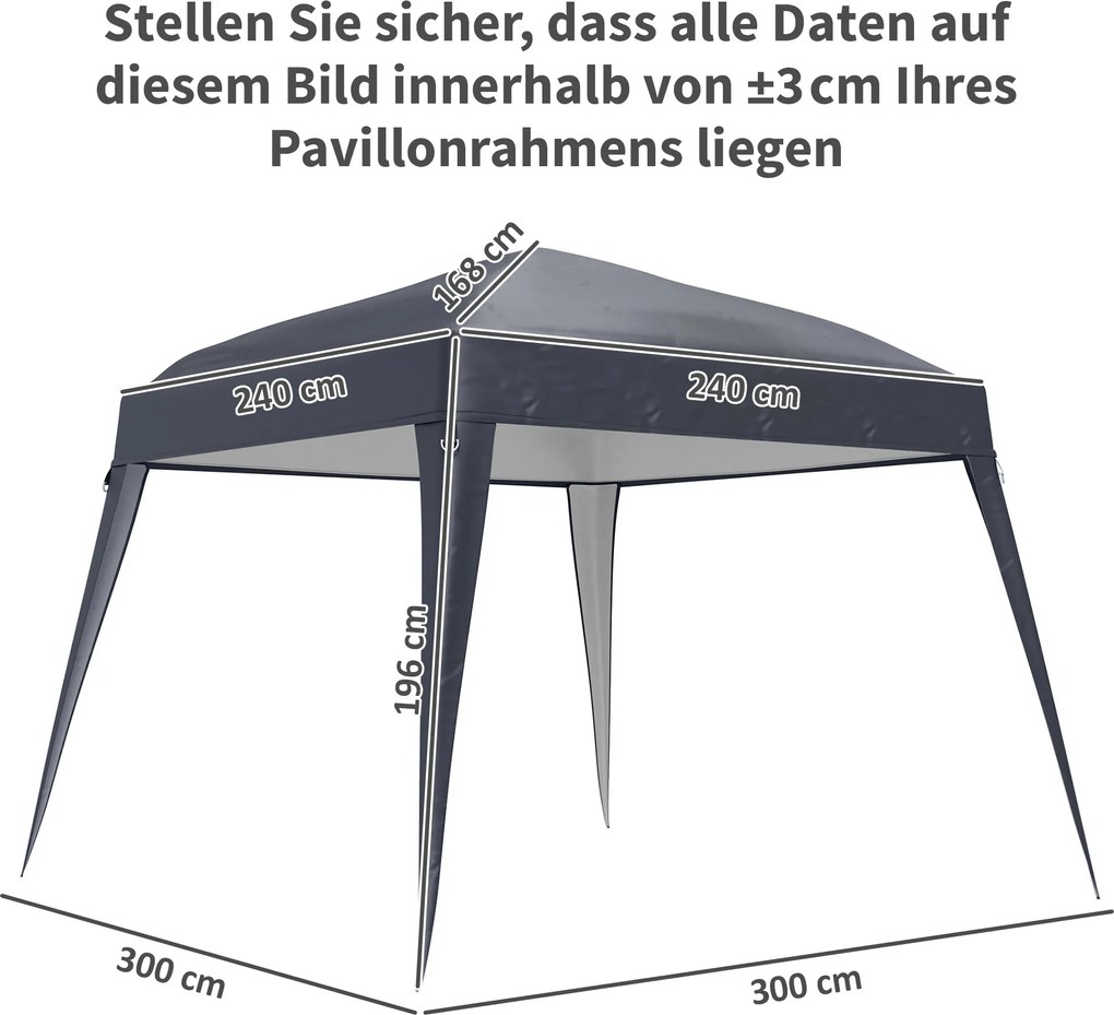 Pavillon-Ersatzdach, Ersatzplane für Pavillon 3x3 m Basis/ 2,4x2,4 m Oberseite, Gartenzeltdach-Ersatz, UPF50+