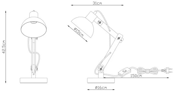 Globo 21503 - Stolní lampa TONGARIRO 1xE27/40W/230V
