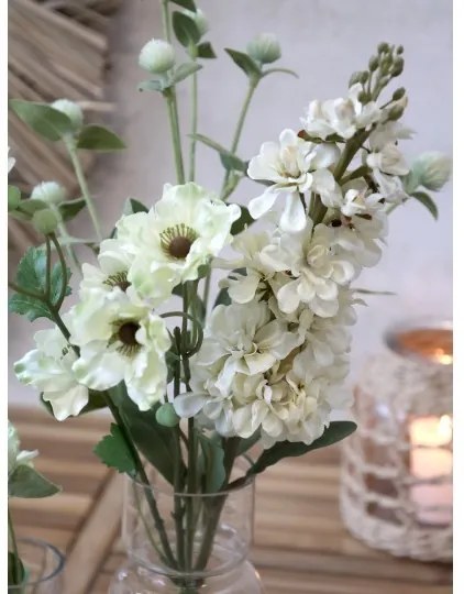 Dekorace umělá krémová květina Delphinium cream - 80 cm