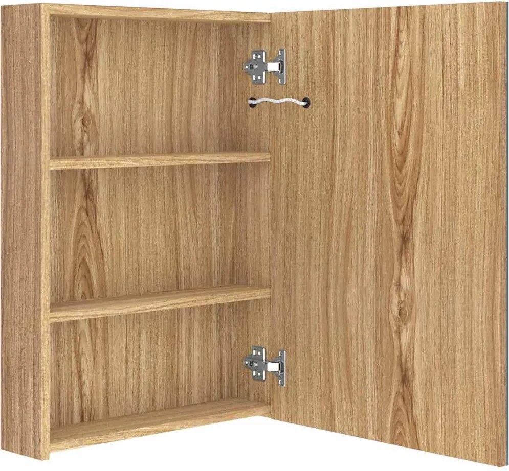 LED koupelnová skříňka se zrcadlem dub 50 x 13 x 70 cm 326492