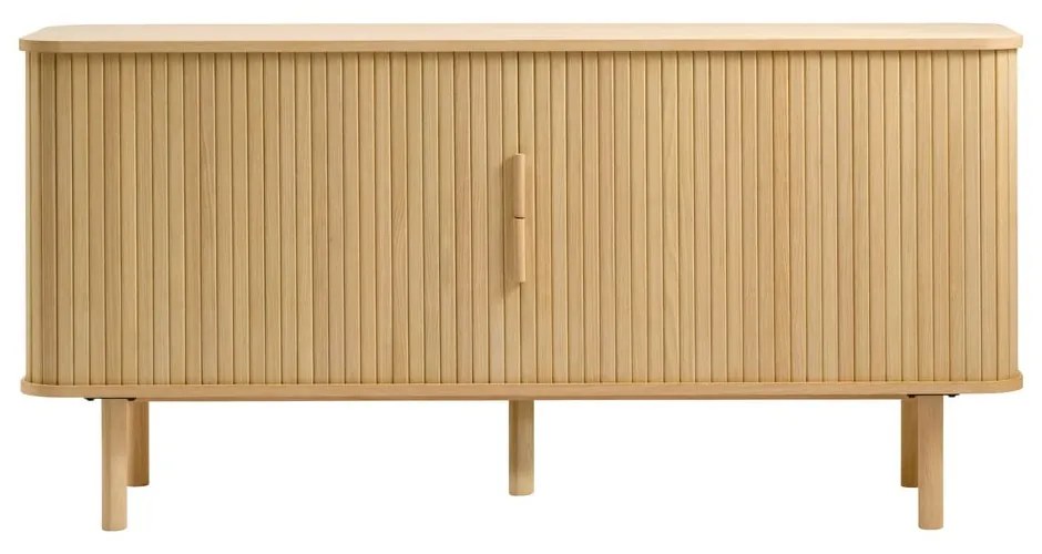 Nízká komoda v dekoru dubu s posuvnými dveřmi v přírodní barvě 76x160 cm Cavo – Unique Furniture