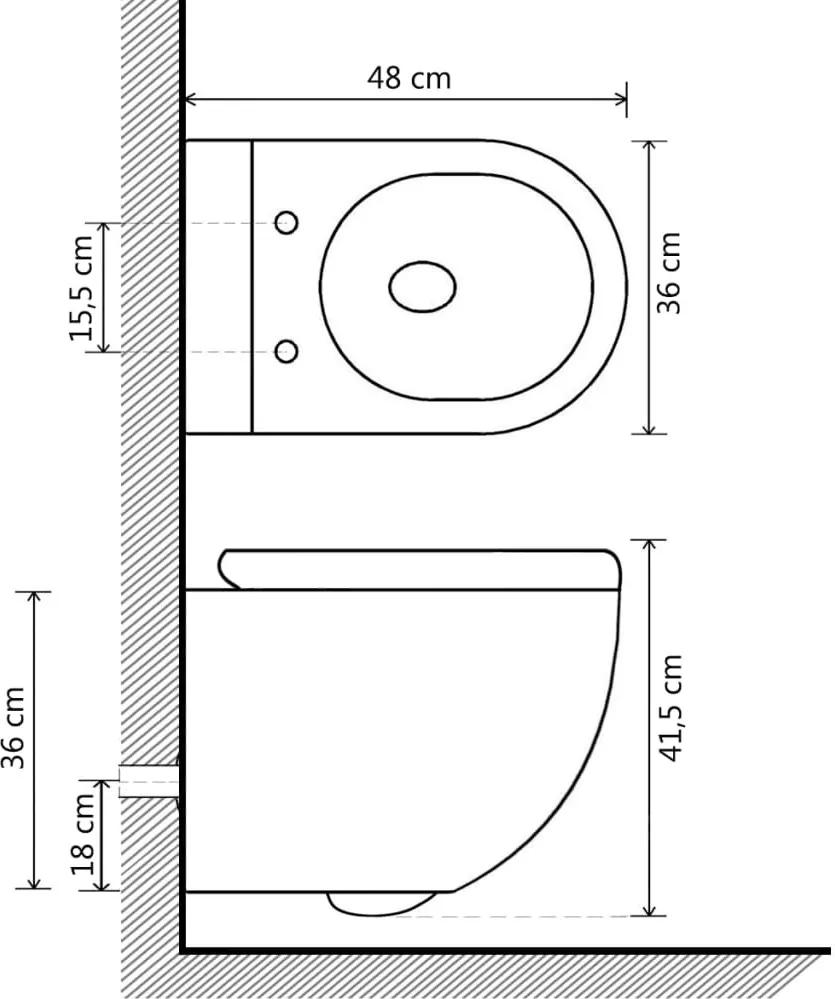 vidaXL Závěsné WC bez okraje keramické [145237] Barva: Bílá