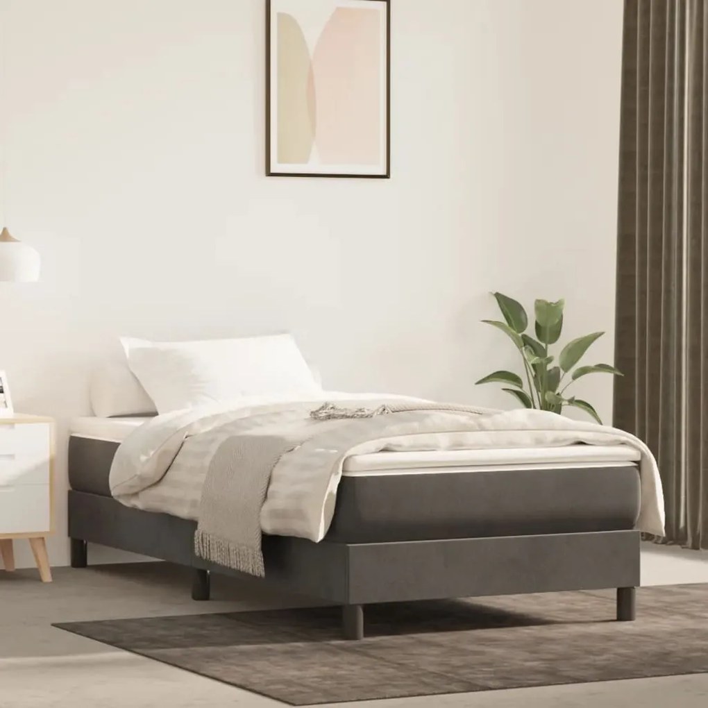 Rám postele s boxspringem tmavě šedá 100 x 200 cm samet 3120755
