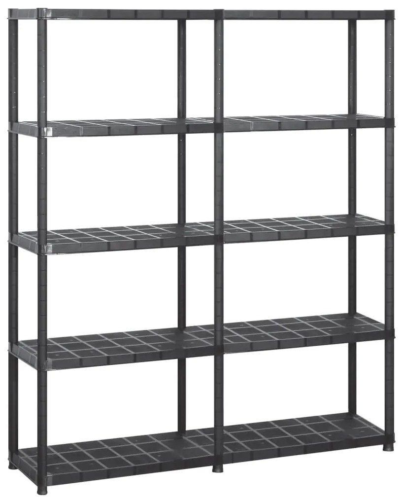 Úložný regál 5patrový černý 142 x 38 x 170 cm plast