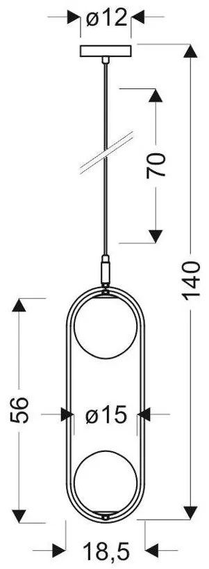 Candellux Černý závěsný lustr Cordel pro žárovku 2x G9