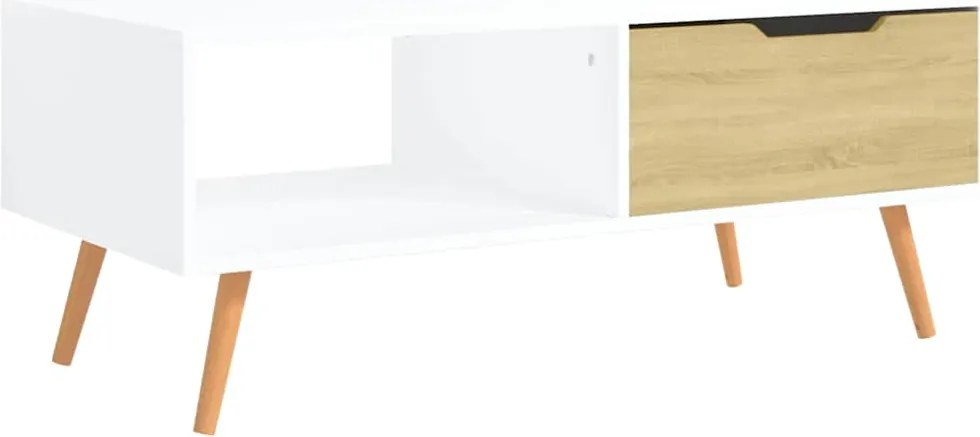 Konferenční stolek bílý a dub sonoma 100x49,5x43 cm dřevotříska 326791