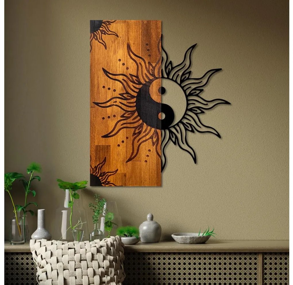 Asir Nástěnná dekorace 50x58 cm jin jang dřevo/kov 899SKL2683