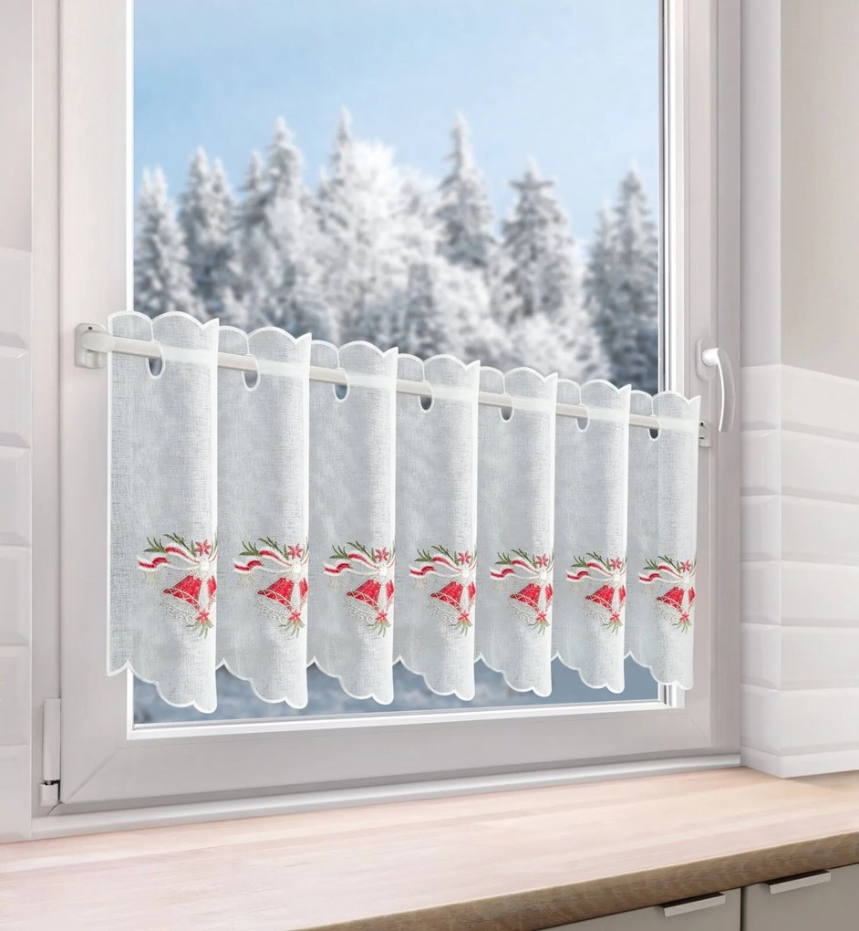 KRÁTKÁ ZÁCLONA NA POUTKÁCH XMAS16 145X40 CM VZOROVANÁ