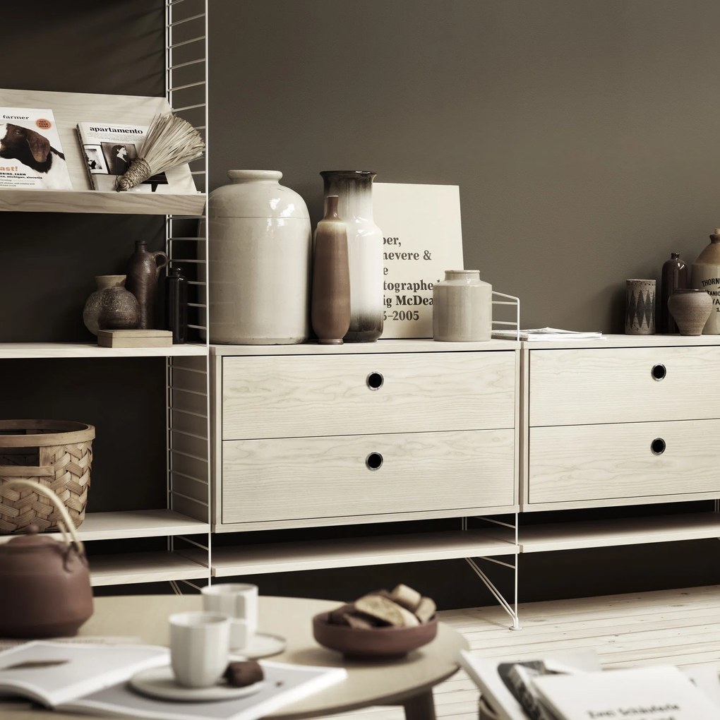 STRING Skříňka Cabinet with Sliding Doors, Ash