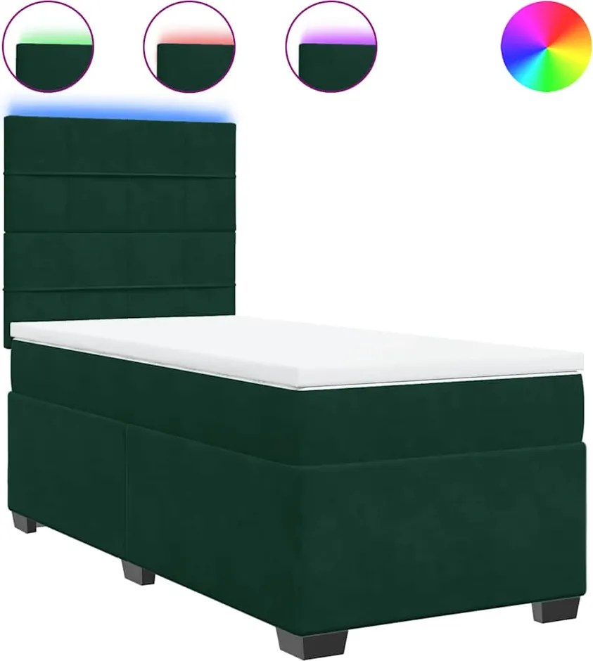 Box spring postel s matrací tmavě zelená 100x200 cm samet 3293137