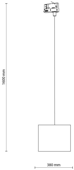 Lustr na lanku 3-fáz. lišto. systému TRACER 1xE27/15W/230V pr. 20 cm černá