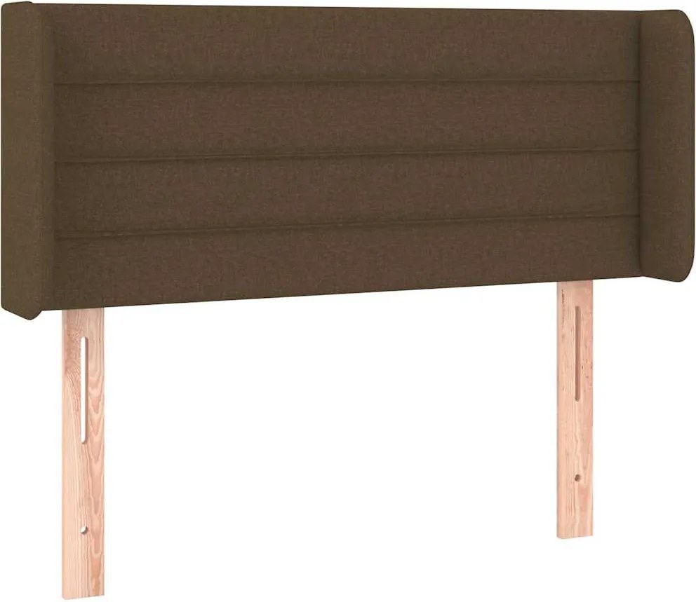 Čelo postele s LED tmavě hnědé 83 x 16 x 78/88 cm textil 3123353