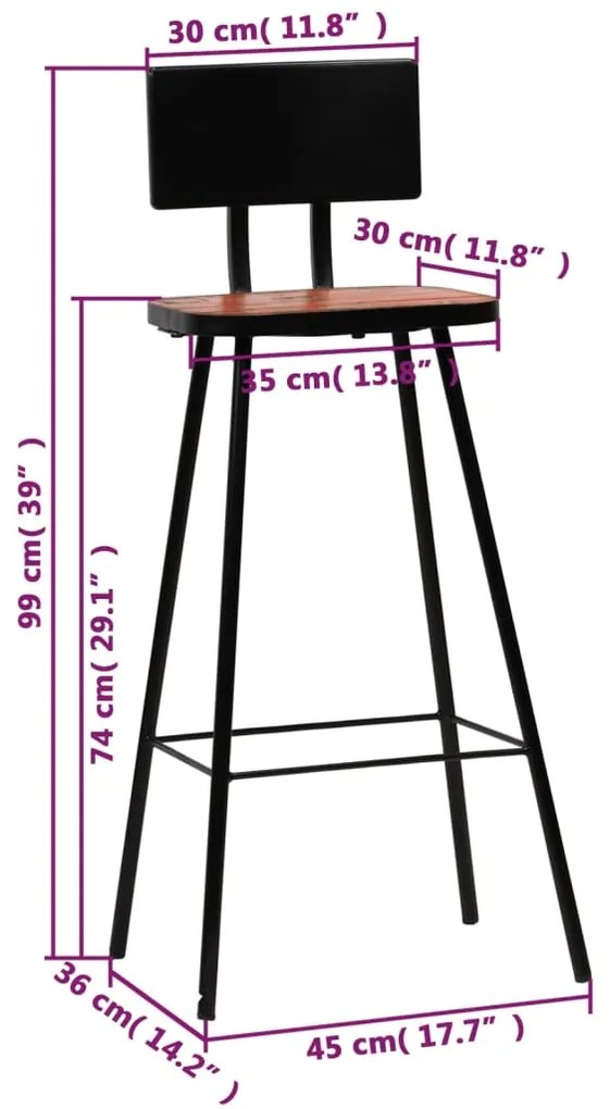 vidaXL Marketos Barové židle 4 ks masivní recyklované dřevo