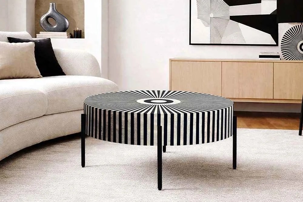 Designový konferenční stolek Ilissa 64 cm černo-bílý