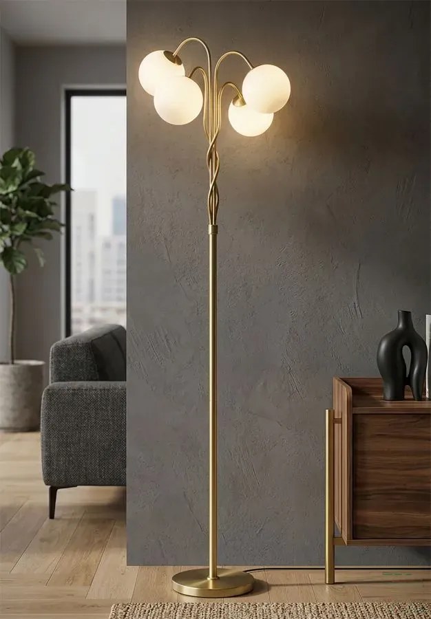 Stojací lampa Glamy 176 cm bílá/zlatá