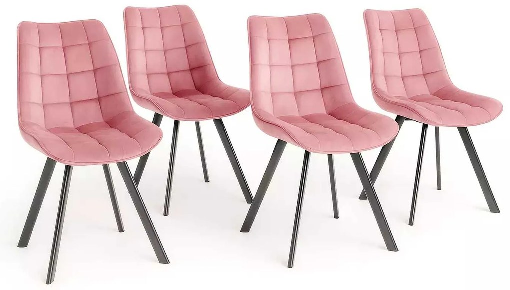 LuxuryForm DESIGN Židle ORLEN VELUR - růžová - SET 4 ks