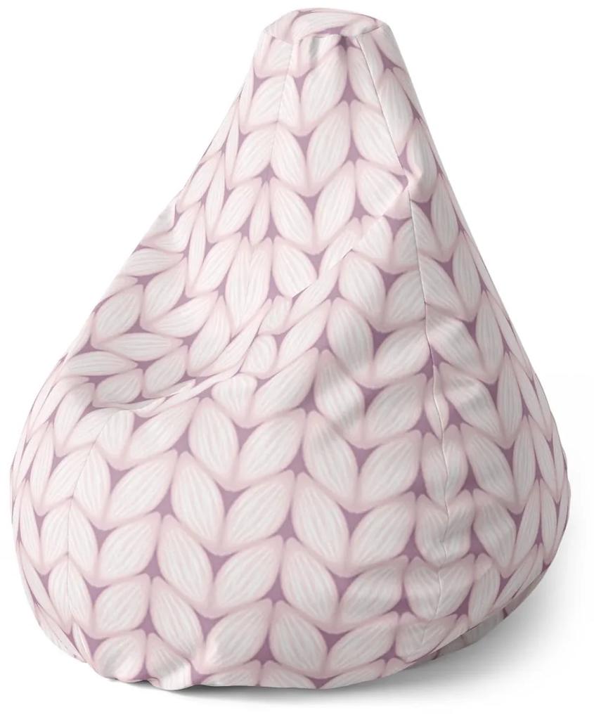 Sablio Sedací vak Pear Bledě růžové pletení - 140 x 100 x 25 cm