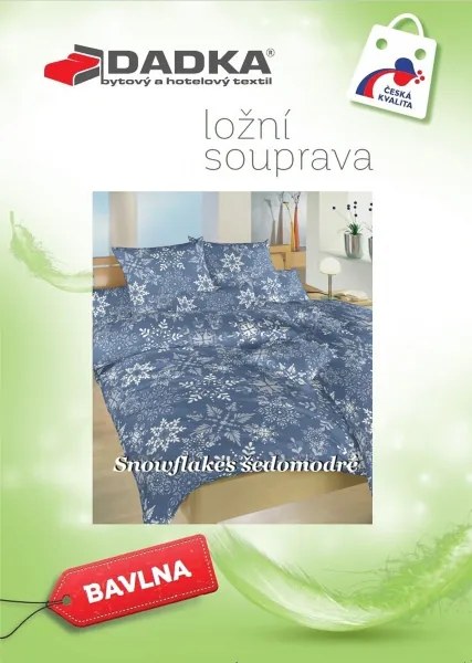 Dadka Povlečení krep Snowflakes šedomodré  220x200, 2x70x90 cm