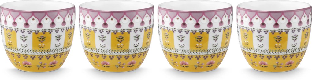Pip Studio Lily & Lotus sada 4 ks kalíšků na vajíčko, žlutá (Sada 4ks porcelánových kalíšků)