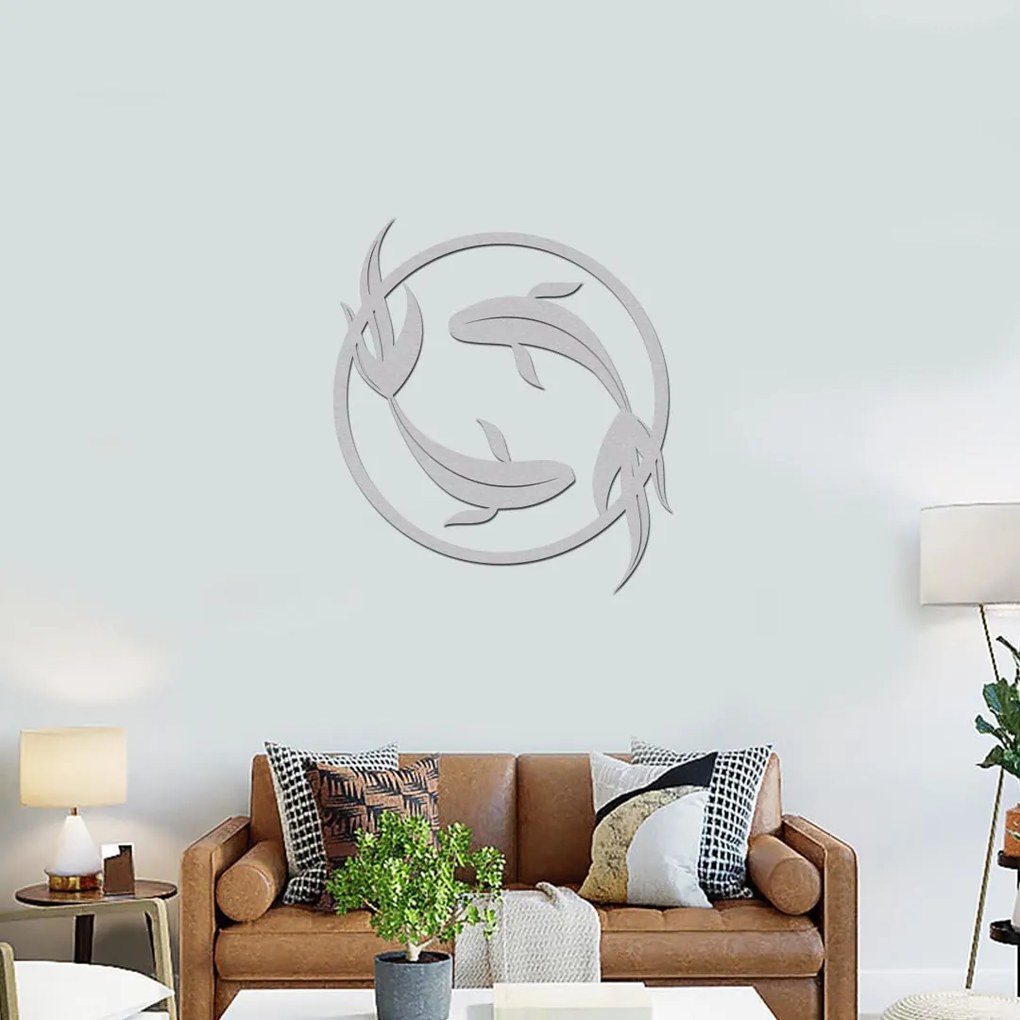 dřevo života Dřevěný obraz KOI FISH v kruhu Zvolte rozměr (cm): 20x22, Zvolte barvu dekoru: Černá