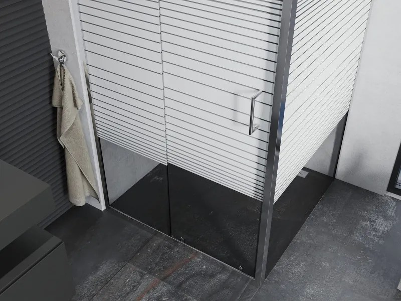 Mexen APIA sprchový kout 90x90, čiré-pásy / chromový profil, 840-090-090-01-20