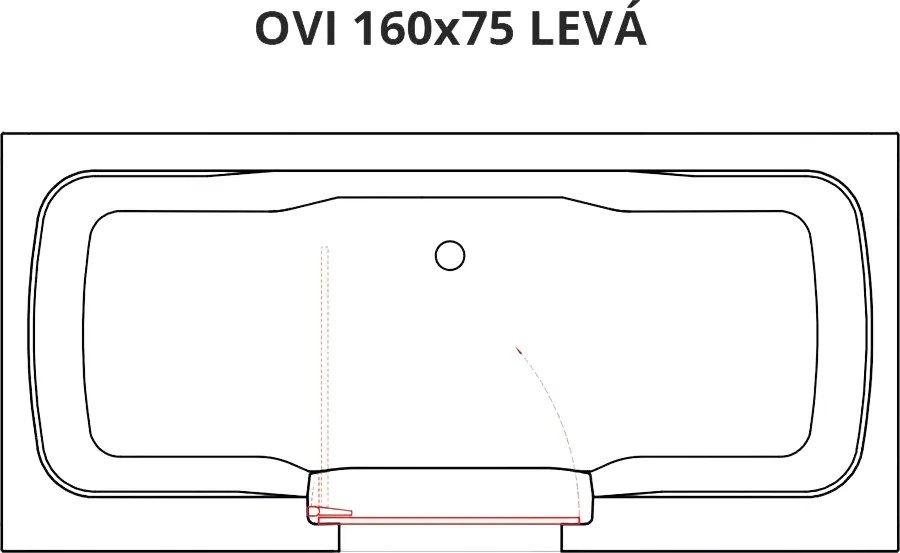 A-interiéry Polimat OVI vana pro seniory 160 x 75 cm s dvířky vč. sifonu otevírání levé bílá POL_OVI00749