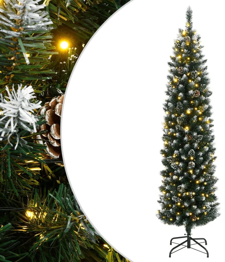 Umělý úzký vánoční stromek s 300 LED 210 cm 3315781