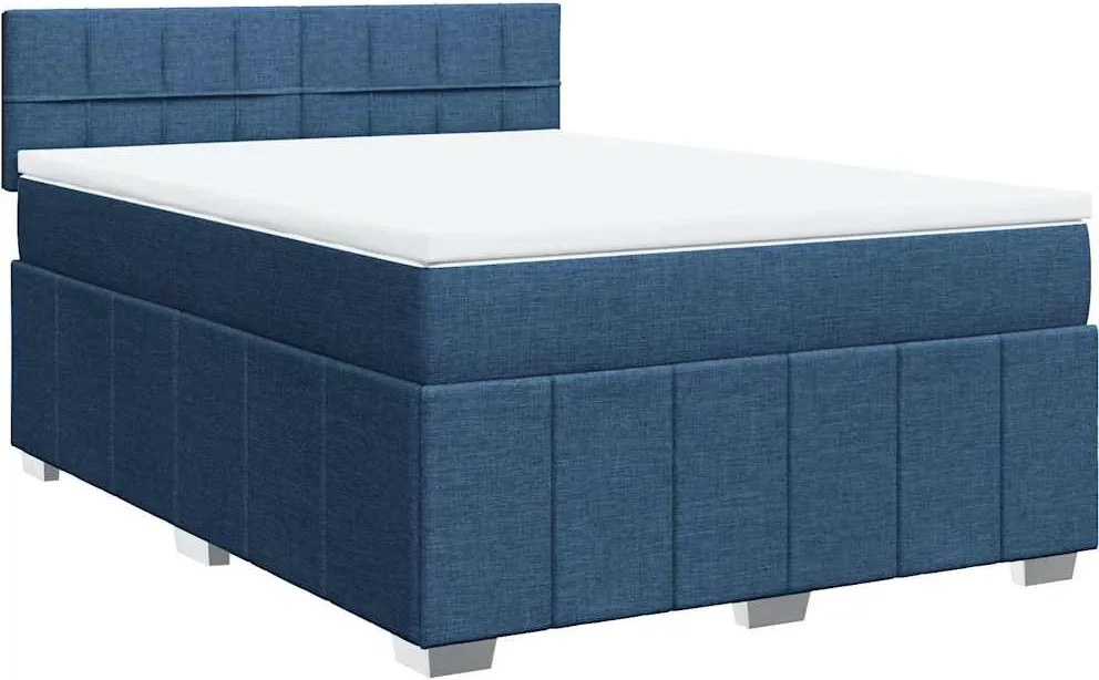 Box spring postel s matrací modrá 140x200 cm textil 3287097