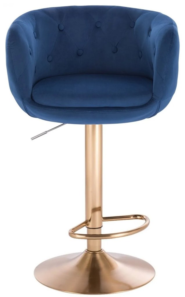 LuxuryForm DESIGN Barová židle MONTANA VELUR na zlaté kulaté podstavě - modrá