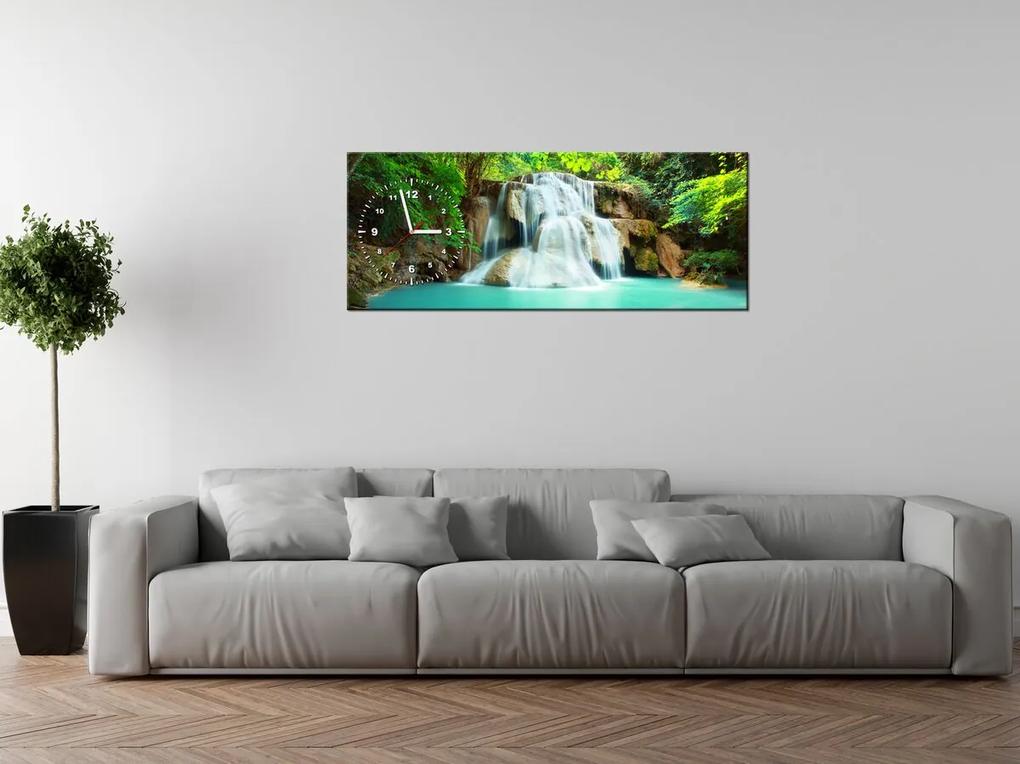 Gario Obraz s hodinami Vodopád v Thajsku Rozměry: 30 x 30 cm