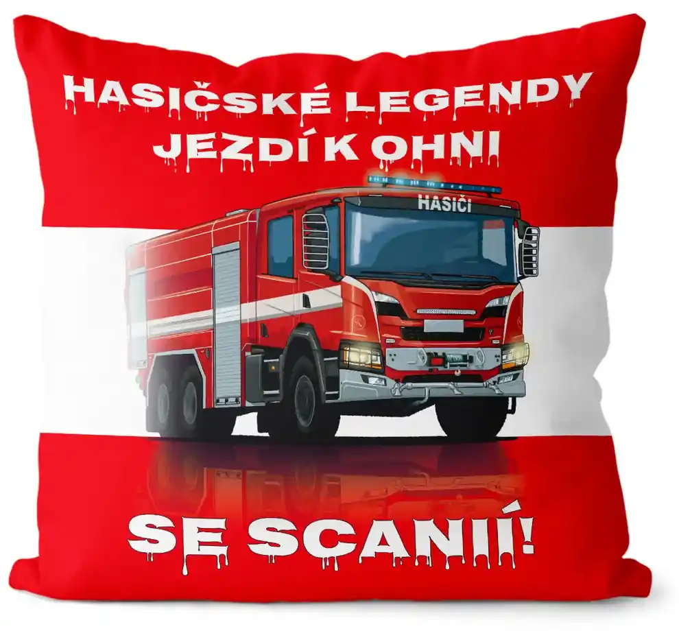 Polštář Hasičské legendy – Scania (Velikost: 40 x 40 cm) | BIANO
