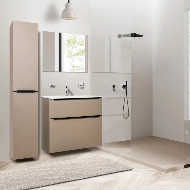 Mereo, Mereo Mailo, koupelnová skříňka 100 cm, dub Riviera, černé madlo, MER-CN522SBN