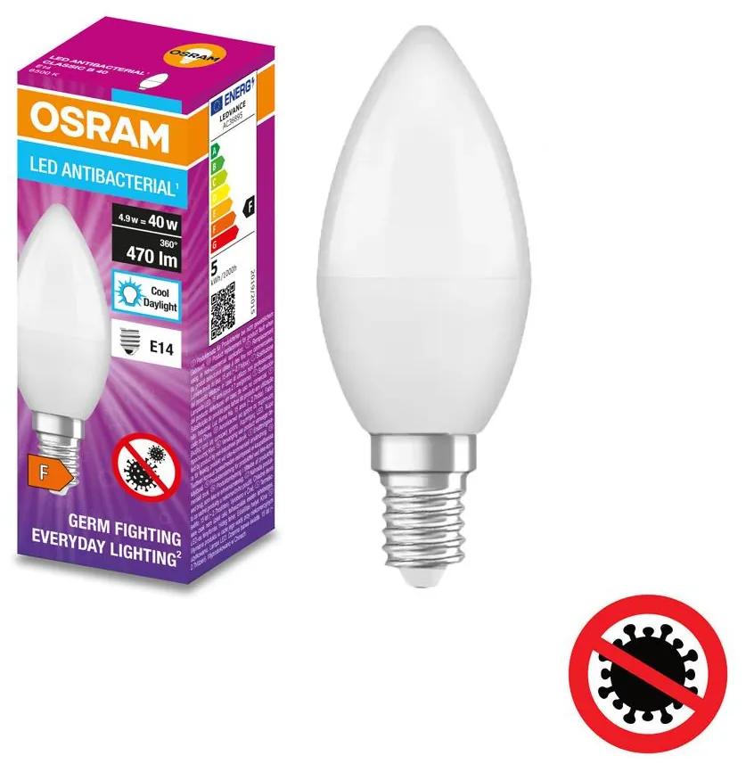 Osram | LED Antibakteriální žárovka B40 E14/4,9W/230V 6500K - Osram | P22707