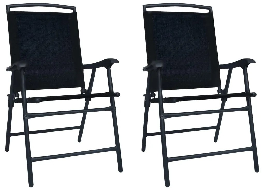 47923 vidaXL Skládací zahradní židle 2 ks textilen černé