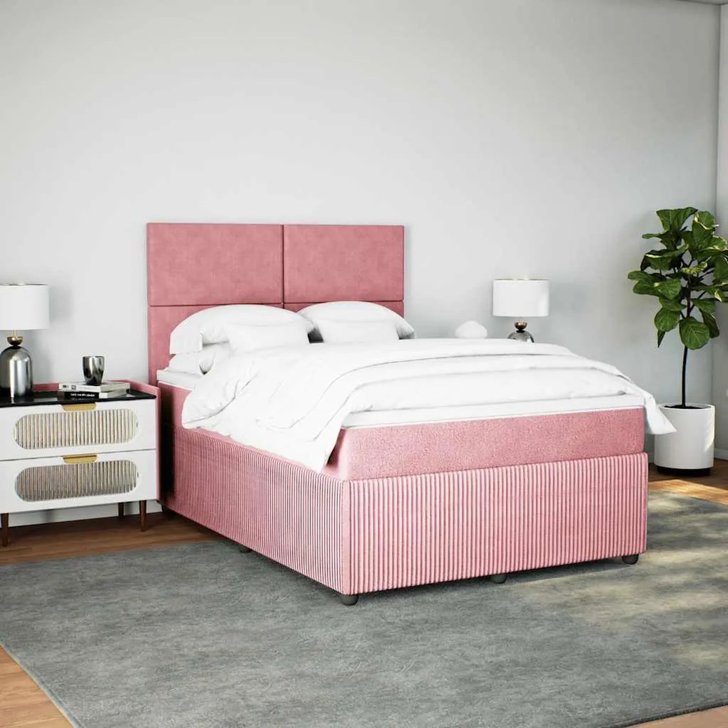 Box spring postel s matrací růžová 160x200 cm samet 3294681