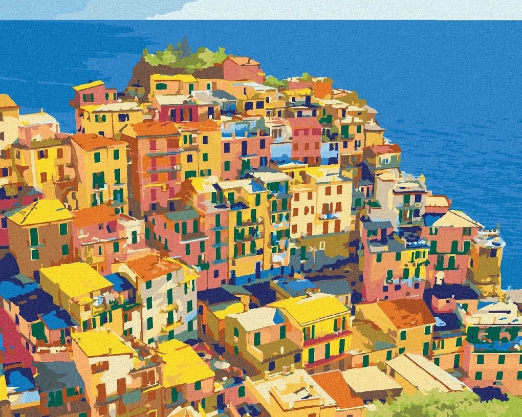zuty zuty - malování podle čísel - domy v národním parku cinque terre, 40x50 cm, plátno