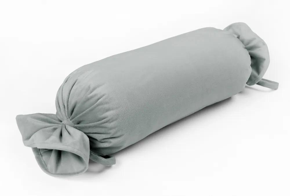 Biante Sametový polštář válec bonbon SV-029 Cementově šedý 15x100 cm