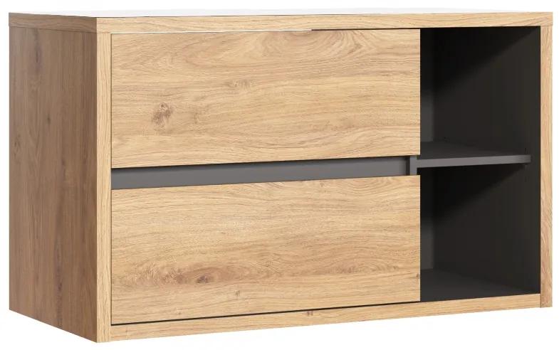 COMAD Závěsná skříňka s umyvadlem  - DEVON 823, šířka 100 cm, dub shetland/grafit