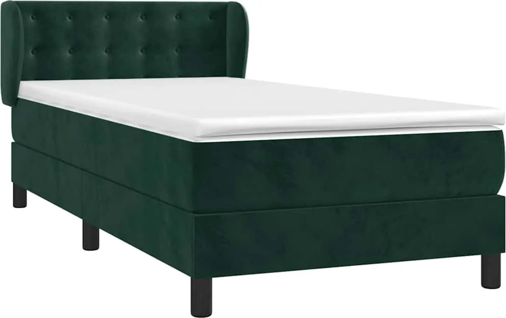 Box spring postel s matrací tmavě zelená 80 x 200 cm samet 3127700