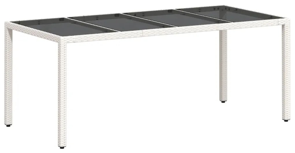 vidaXL Zahradní stůl se skleněnou deskou bílý 190x90x75 cm polyratan