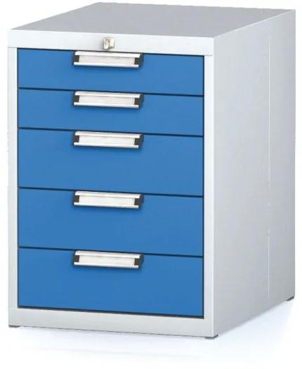 Alfa 3 Dílenský zásuvkový box na nářadí MECHANIC, 5 zásuvek, 480 x 600 x 662 mm, modré dveře