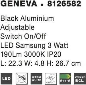 Nástěnné LED svítidlo NOVA LUCE GENEVA 3W 3000K 8126582