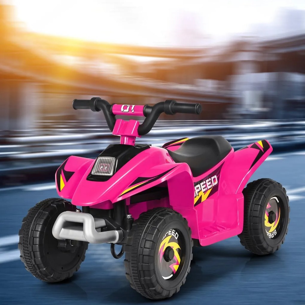 Costway Kočárek Mini Electric Quad 6 V Bateriový Quad 2,8-4,6 km/h, růžový