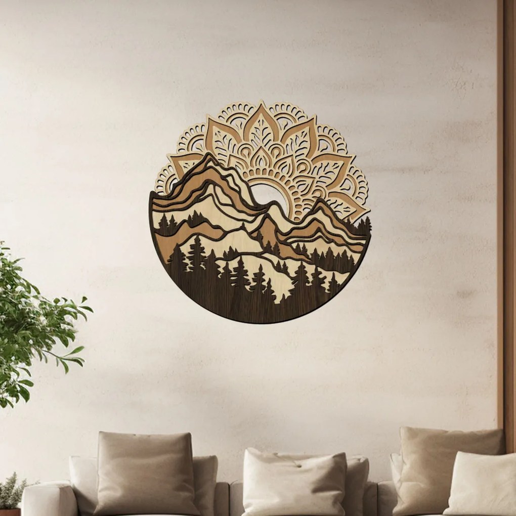 dřevo života 3 vrstvá mandala HORY Zvolte rozměr (cm): 80x80, Zvolte barvu dekoru: Buk-Ořech-Wenge