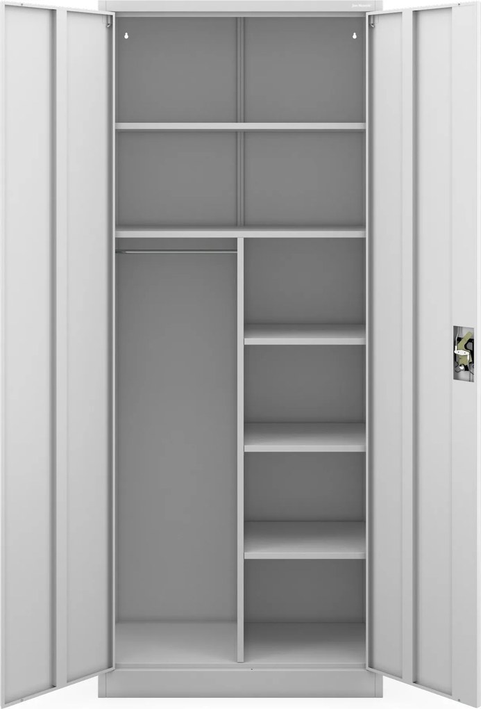 Hospodářská skříň uzamykatelná vysoká, šedá, 900x2200x450 mm: DAWID H2200
