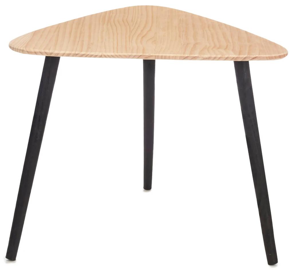 Kávový trojúhelníkový stolek s dřevěnou deskou, 64 x 60 x 48 cm