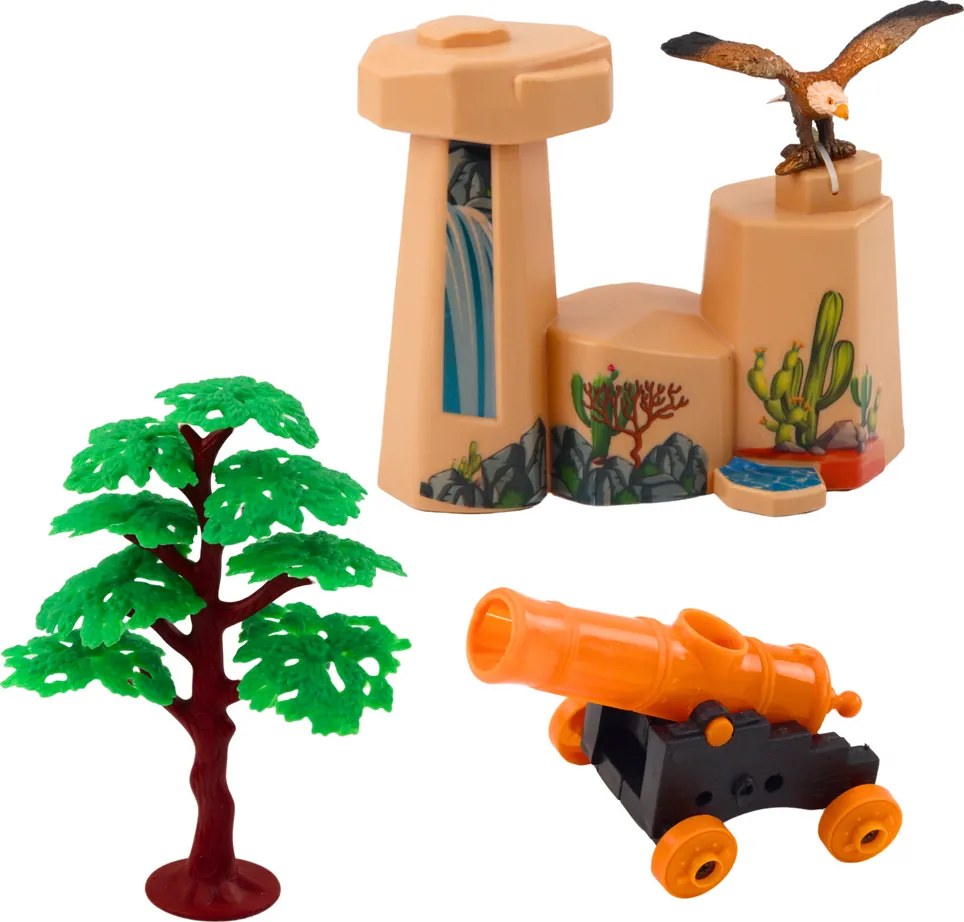 LEAN Toys Sada kovbojských figurek divoký západ člun dělo