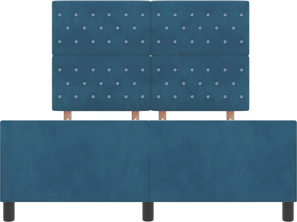 Postel s boxspringem s čelo Tmavě modrá 140 x 190 cm samet 3344877
